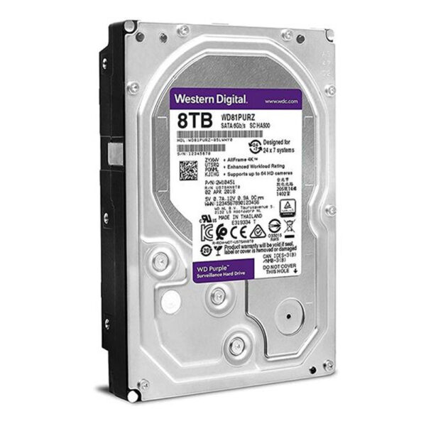 Disque Dur 8To 3.5 Pouces - Western Digital WD Purple Vidéo Surveillance- 128Mo 5640 RPM Serial ...